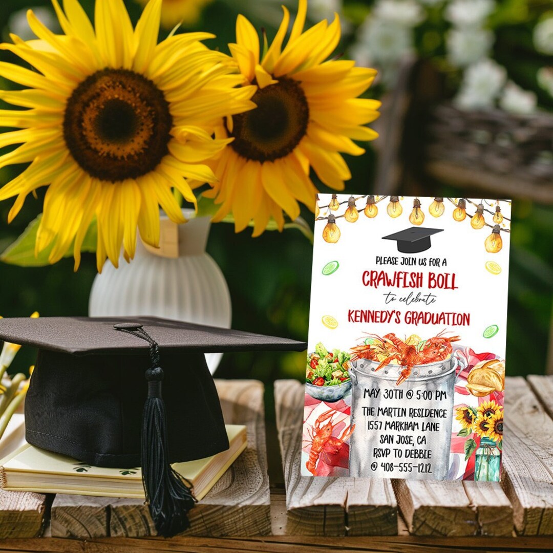 Editable Graduation Crawfish Boil Invitation Template, Graduation Party ...