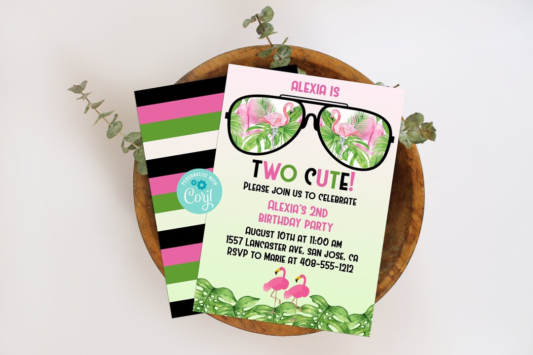 Editable TWO Cute Invitation 2nd Birthday Invitation - Etsy