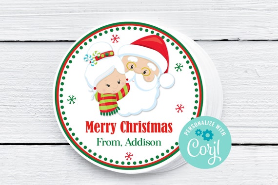 Editable Santa Claus and Mrs Claus Christmas Gift Tag, Holiday Tag ...