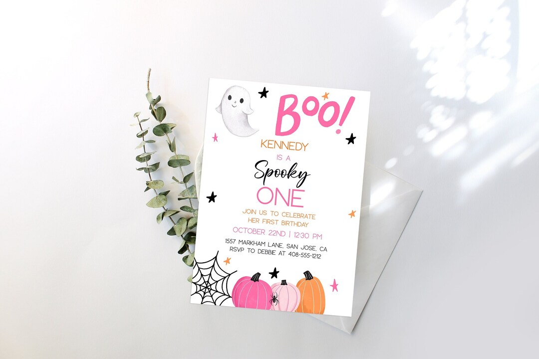 Printable Spooky One Invitation Template 1st Birthday Invite Editable ...