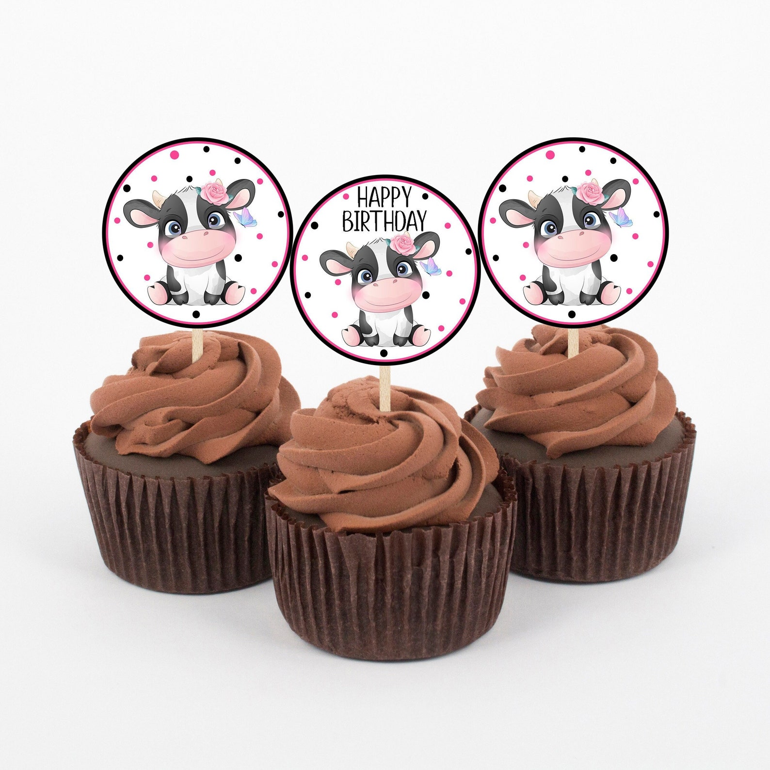 Printable Cow Cupcake Toppers Farm Birthday Party - Etsy