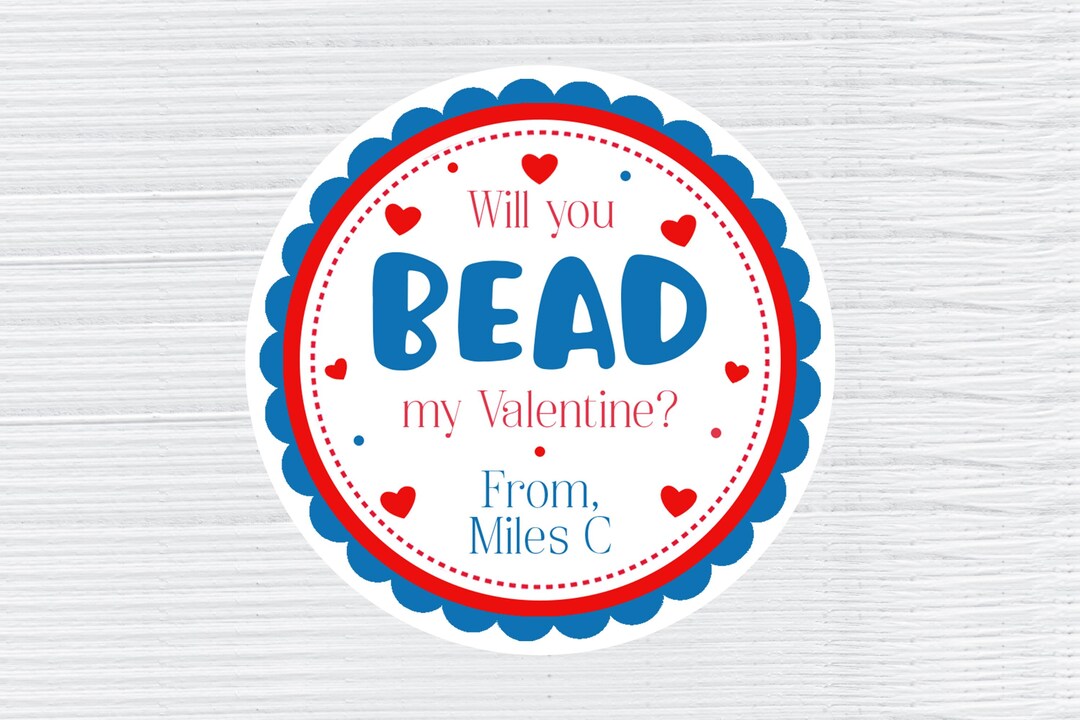 Bead Valentine Gift Tag Will You Bead My Valentine Shipped Valentines ...