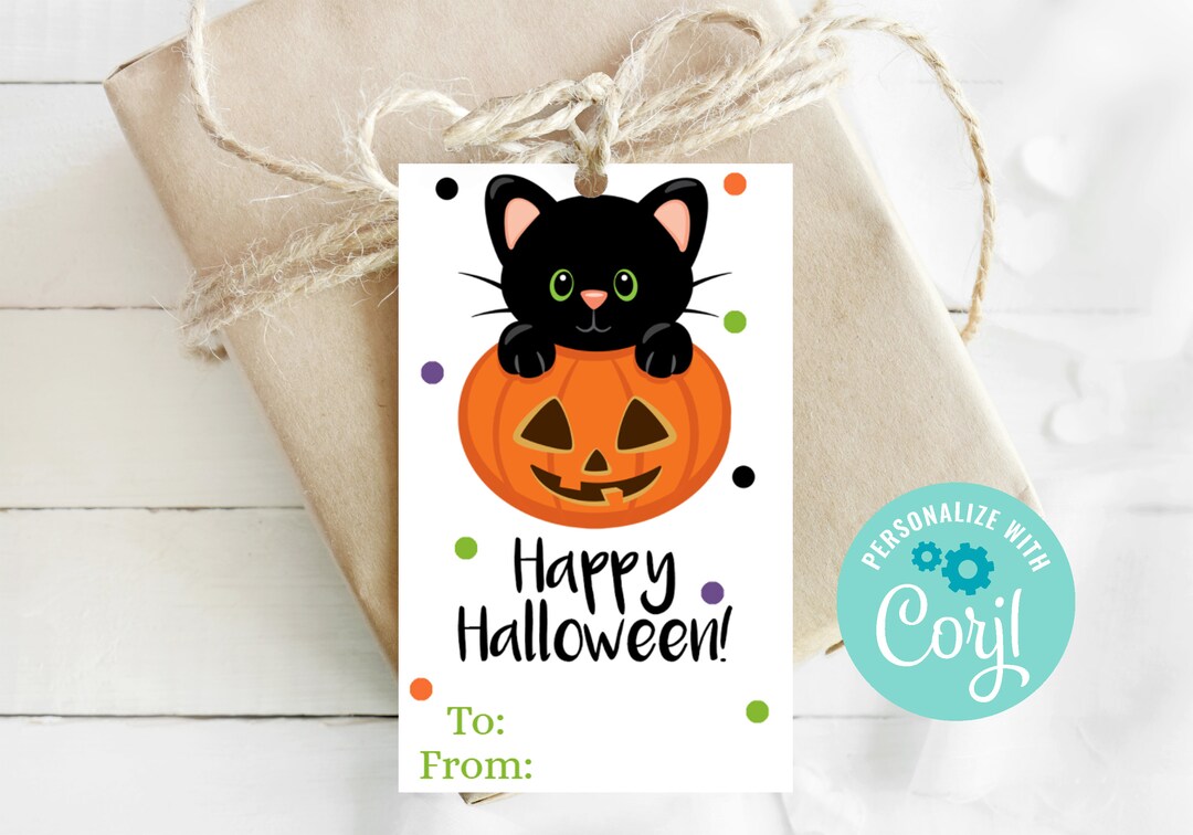 Editable Halloween Favor Tags, Corjl Halloween Tags, Personalized Tag ...