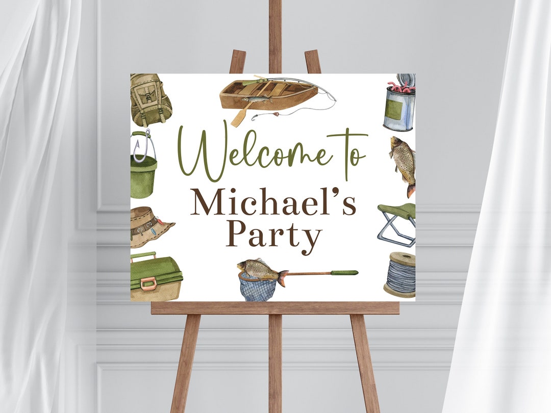 Editable Fishing Party Welcome Sign Template, Fishing Birthday Party ...