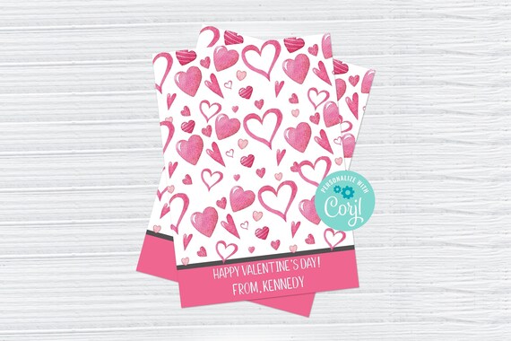 Printable Valentine's Day Cookie Card 3.5x5 Card | Etsy