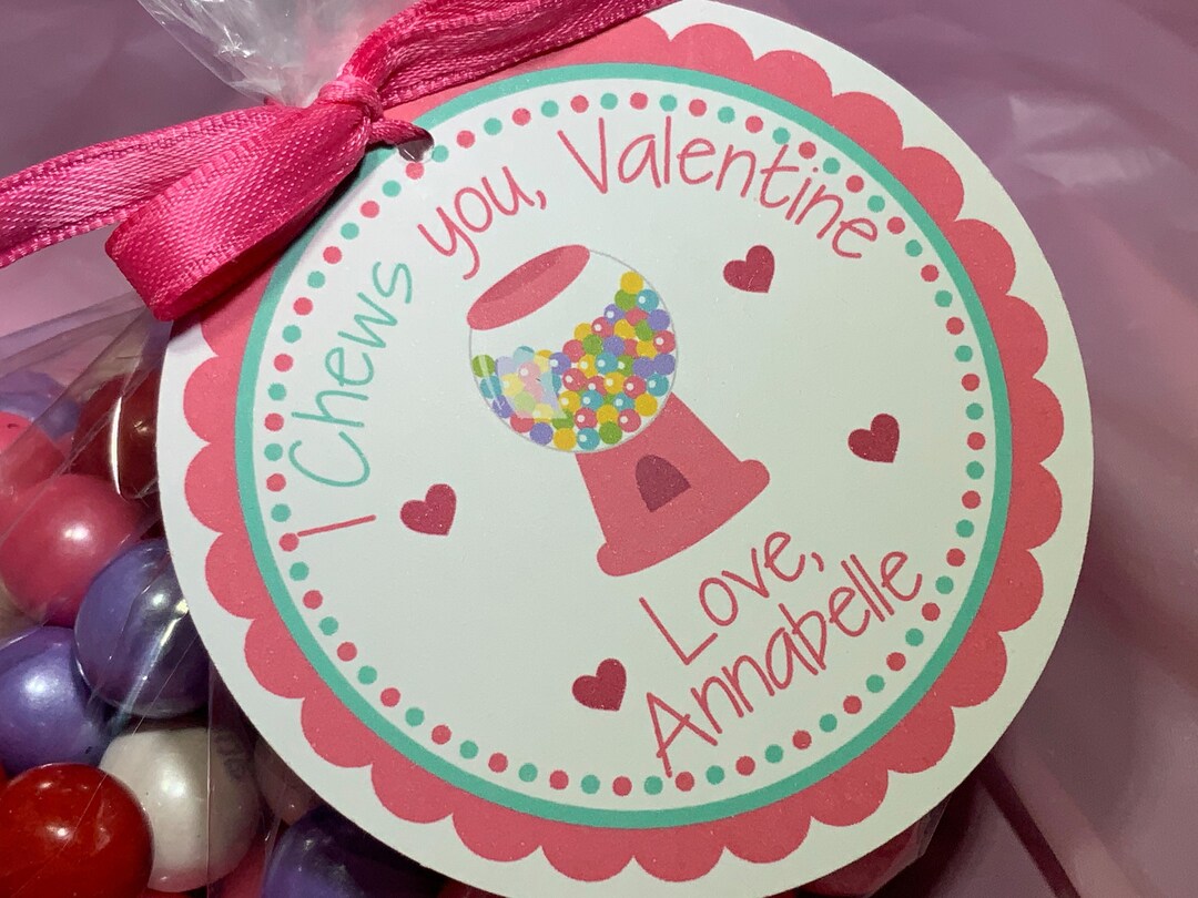 I Chews You Valentine Tag, Bubble Gum Valentine Tag, Girls Valentine ...