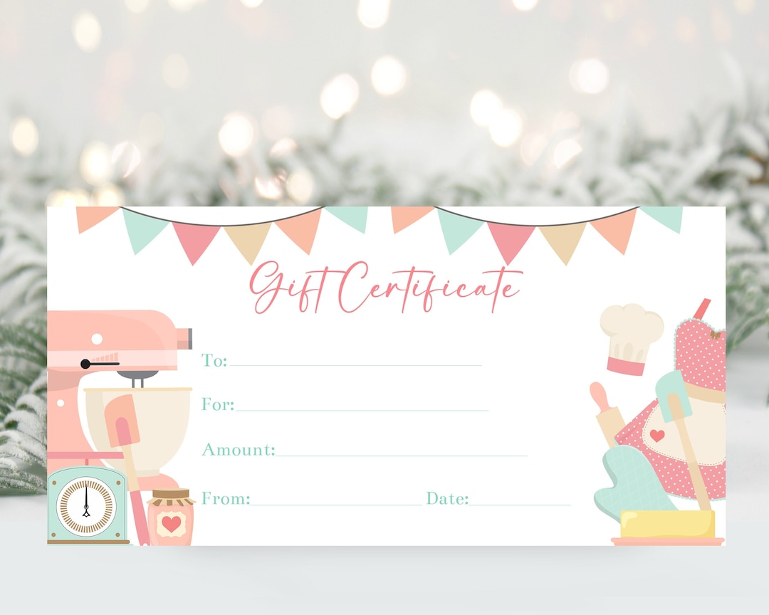 Baking Gift Certificate Voucher Template, Editable Baking Christmas ...