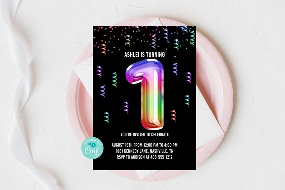 Editable 1st Birthday Invitation, First Birthday Invite, One Year Old ...