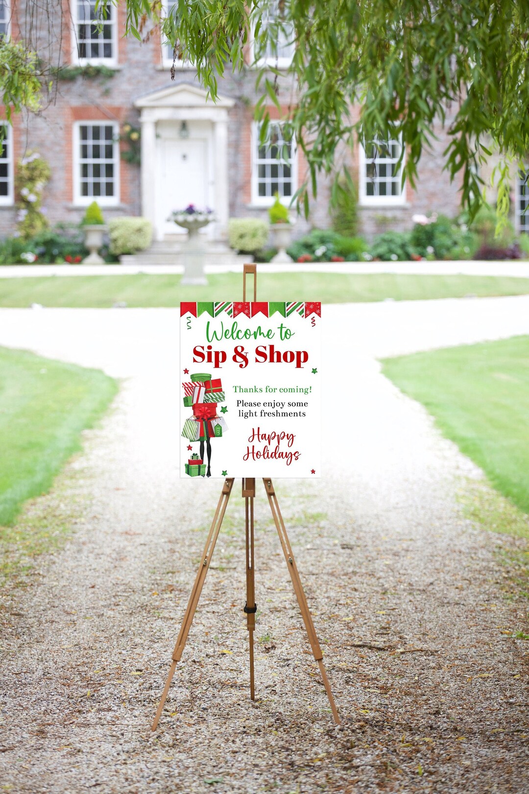 Editable Sip and Shop Welcome Sign Template Holiday Boutique ...