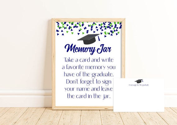Memory Jar Sign and Cards, Class of 2023, Printable Graduation Sign ...