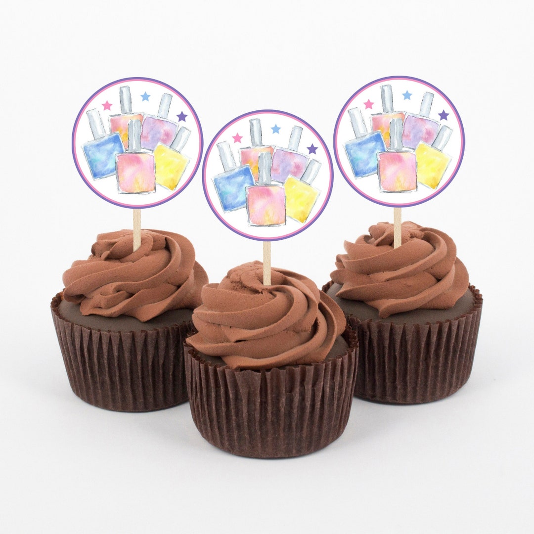 Printable Mani Party Cupcake Toppers, Nail Birthday Party, Mani Pedi ...