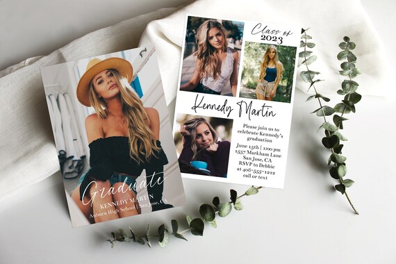 Editable Class of 2023 Graduation Photo Announcement Template ...