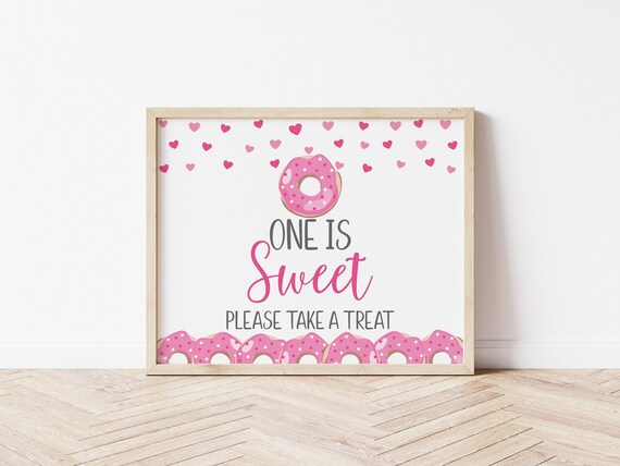 Printable One is Sweet Please Take a Treat Donut 1st Birthday | Etsy