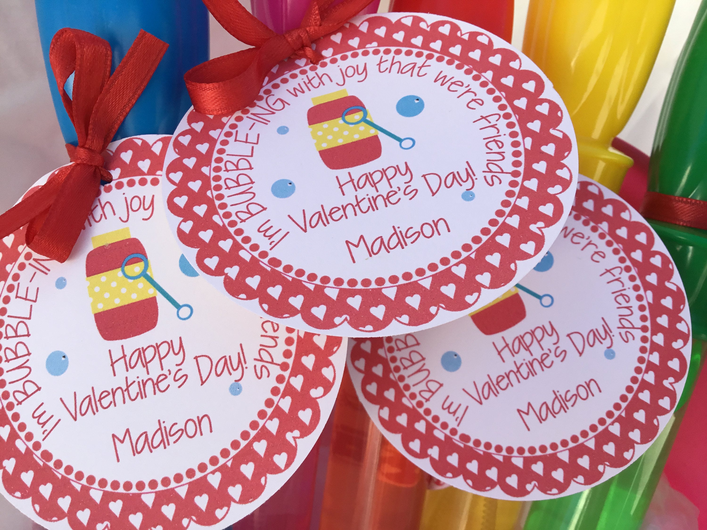 Editable Bubble Valentine Tag Printable Tags Valentine | Etsy