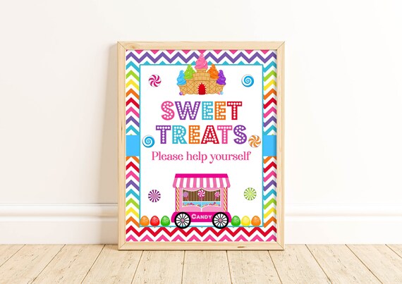 Sweet Treats Sign, Candy Birthday Party, Sweets Party, Candy Sign ...