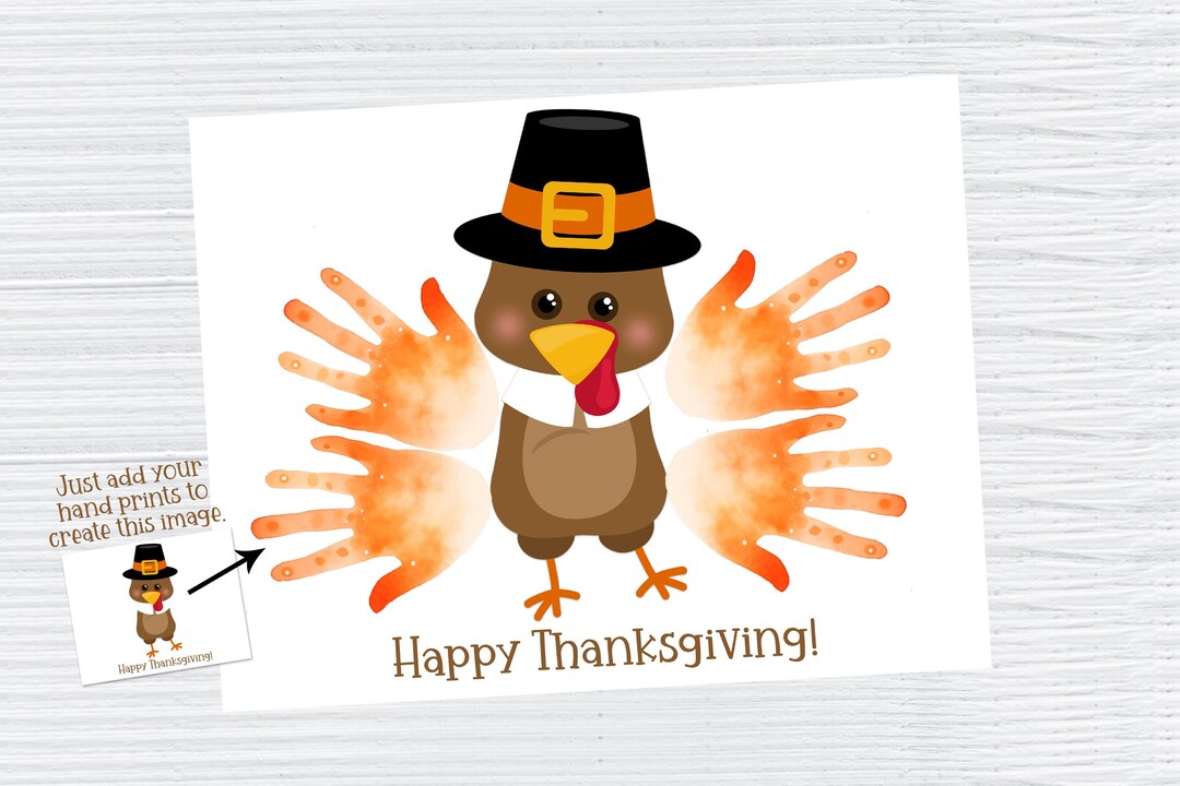 Printable Thanksgiving Handprint Art Project, Turkey Hand Print for ...