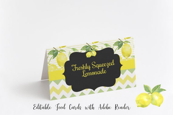 Editable Lemonade Food Cards, Lemonade Decorations, Lemon Decor ...