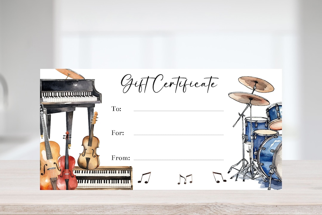Editable Music Gift Certificate, Music Lessons, Printable Musical ...