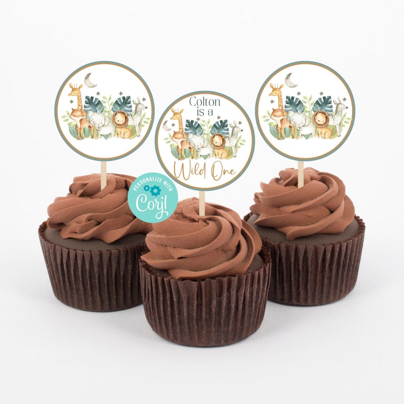 Editable Safari Cupcake Toppers Safari Birthday Party - Etsy