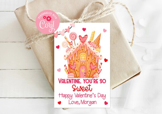 Editable Gingerbread House Valentine's Day, Sweet Valentine, Treats ...