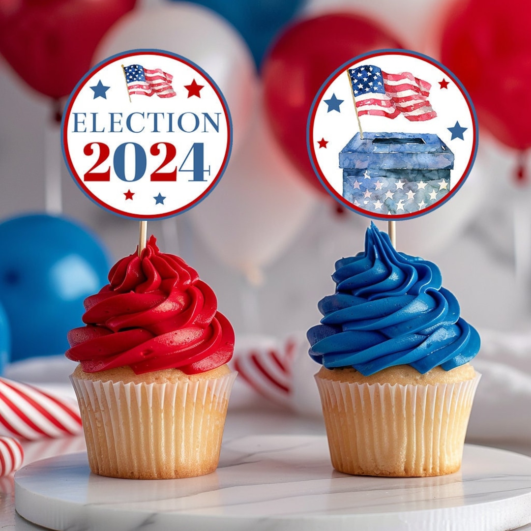 Election Night Cupcake Toppers Printable Election 2024 Party ...