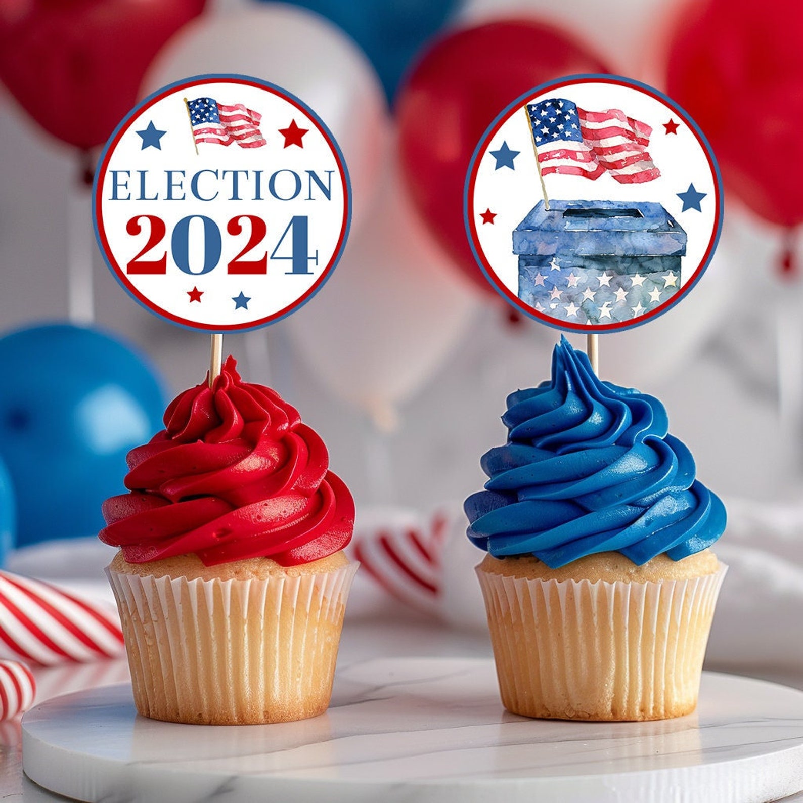 Election Night Cupcake Toppers Printable Election 2026 Party ...