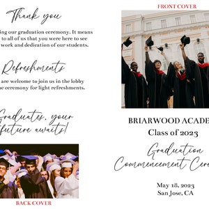 Editable Graduation Folded Program Template, Printable Commencement ...
