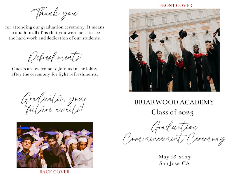 Editable Graduation Folded Program Template Printable - Etsy