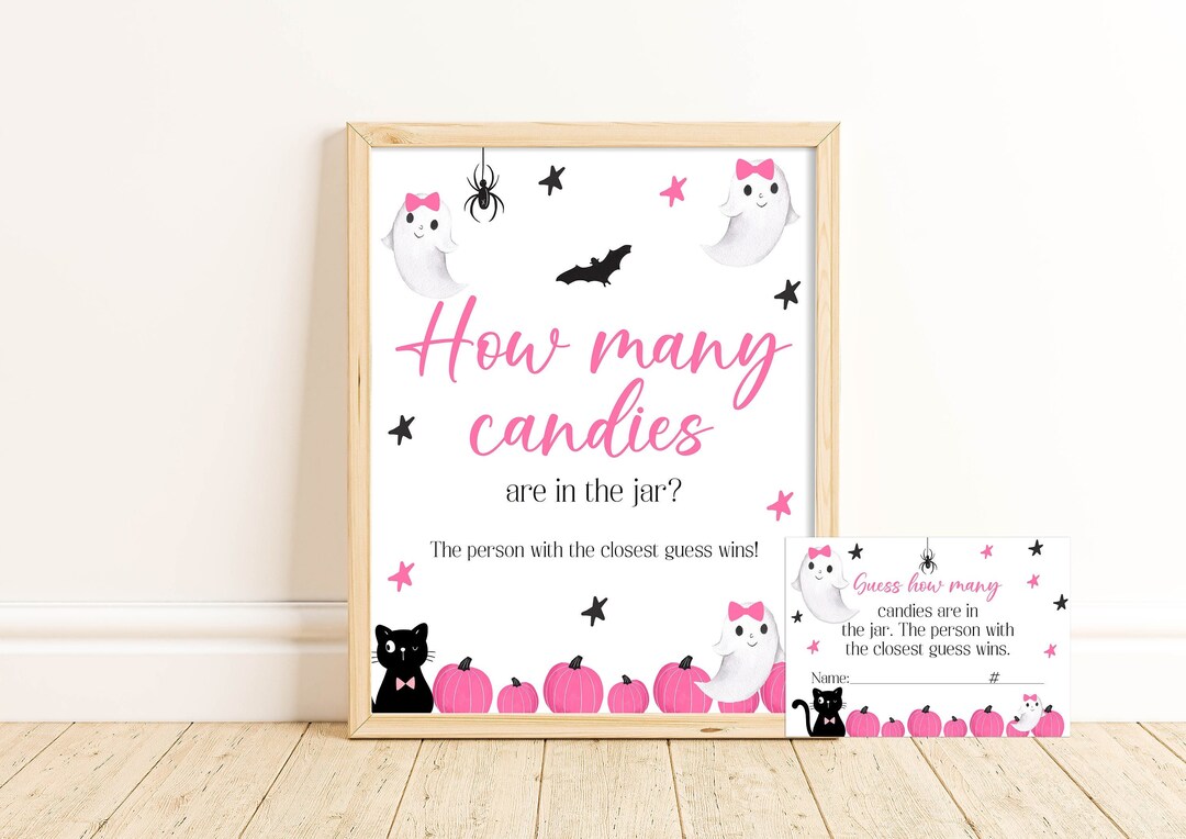 Ghost Candy Guessing Game Sign and Cards Halloween Baby Shower ...