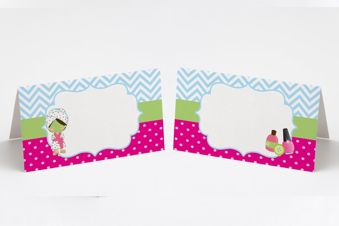 Spa Food Tent Cards Spa Place Cards Slumber Party Tent - Etsy