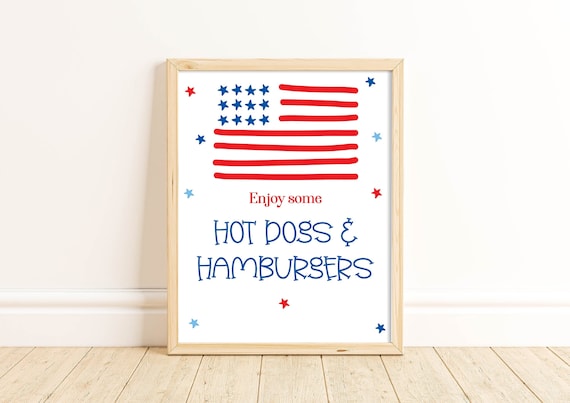 Hot Dogs and Hamburgers Sign 4th of July Party July 4th | Etsy