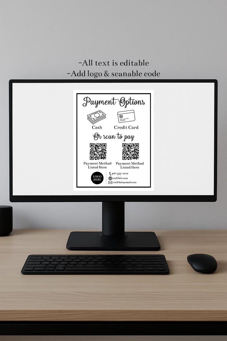 Price List Sign Template, Editable Craft Fair Payment Sign, Printable ...