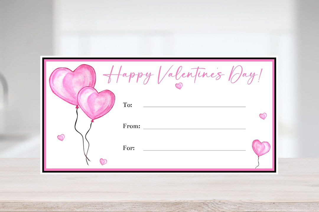 Printable Pink and Black Valentine's Day Gift Certificate Personalized ...