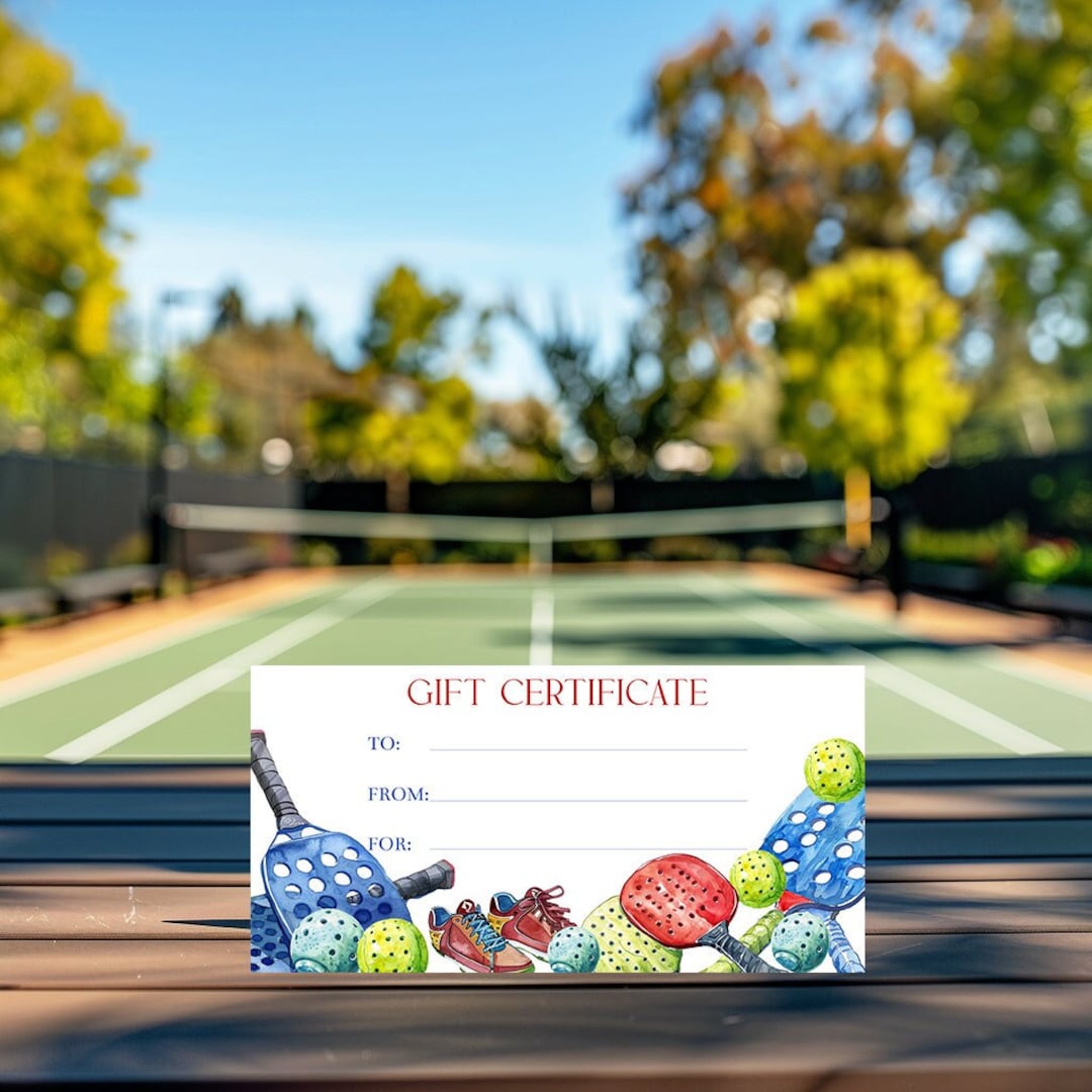 Printable Pickleball Gift Certificate Template Pickleball Lessons Gift ...