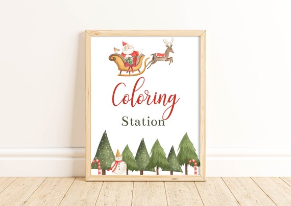 Coloring Station Printable Sign Christmas Party Decorations - Etsy
