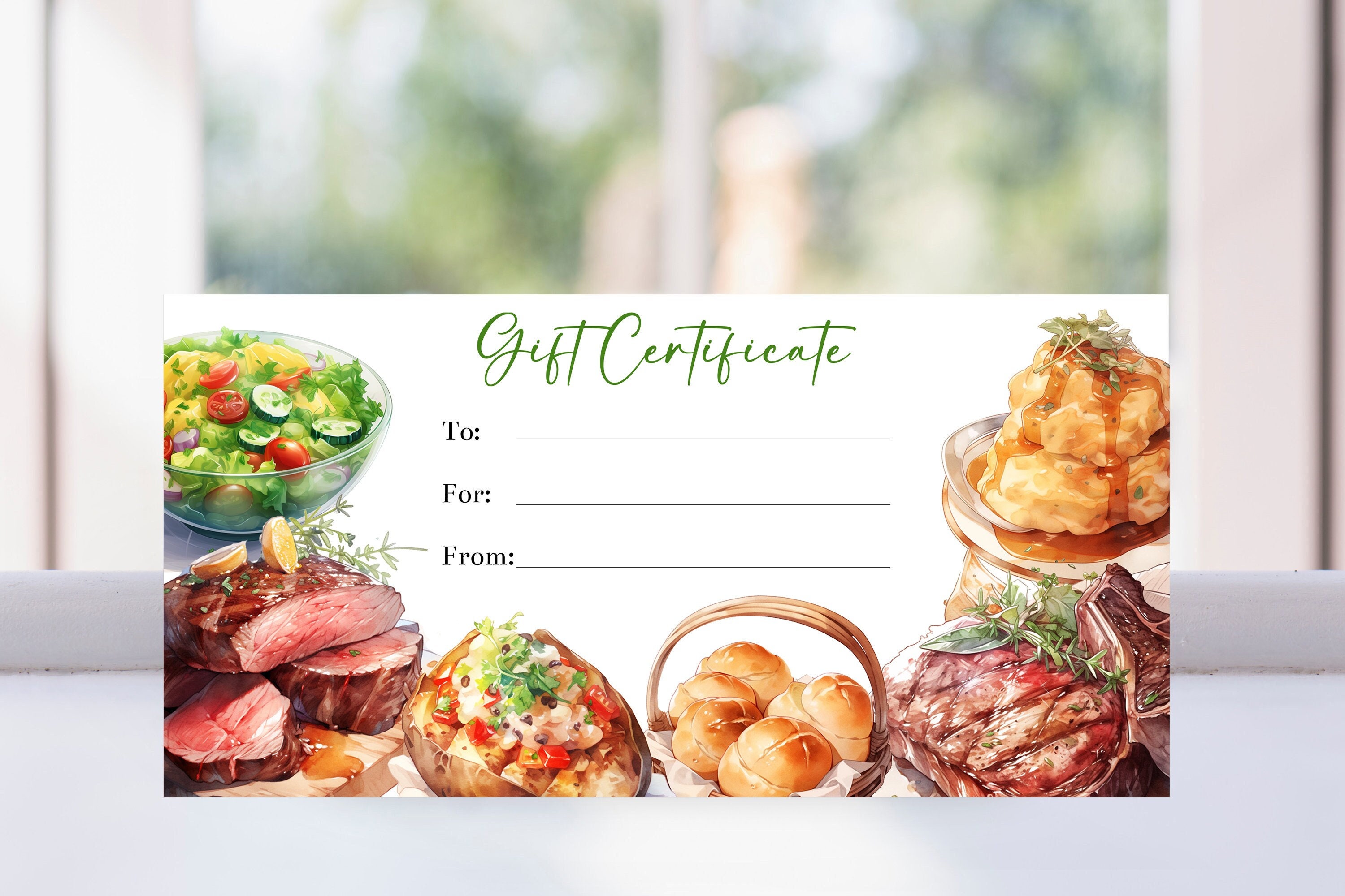 Food Gift Certificate Template
