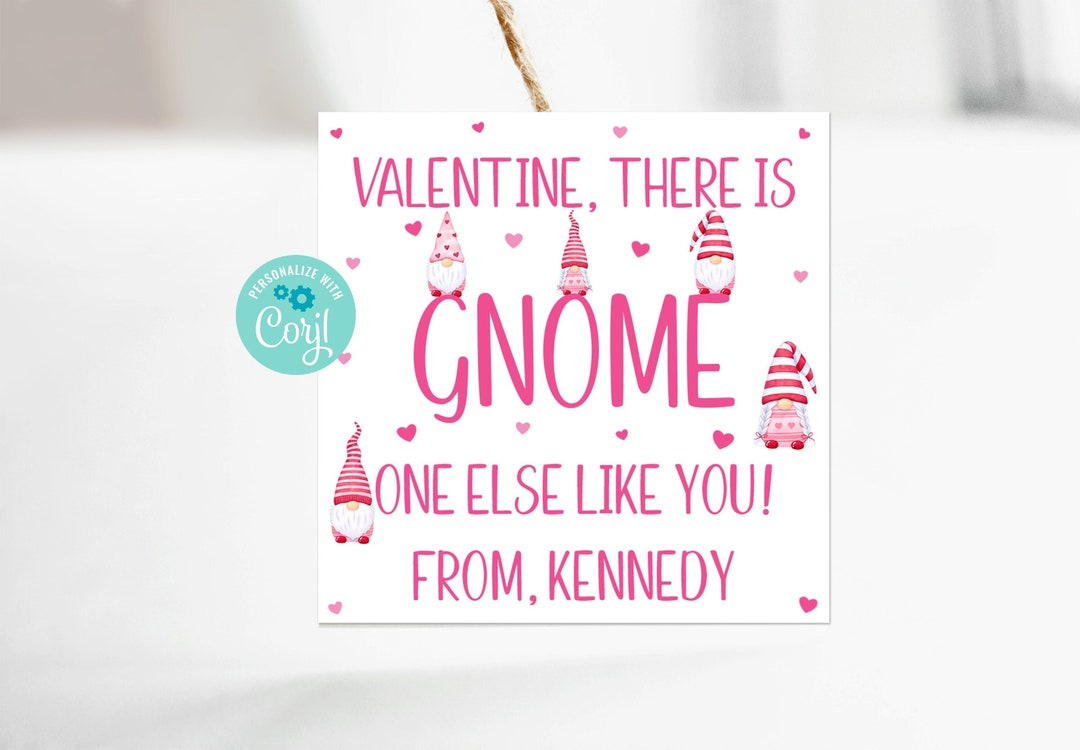 Printable Gnome Valentine Card for Kids School Classroom Valentine's ...