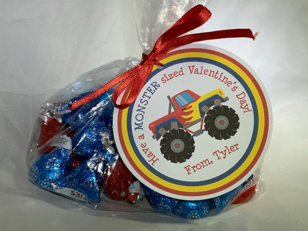 Monster Truck Valentine Tag, Valentine's Day, Boy Valentines, Valentine ...
