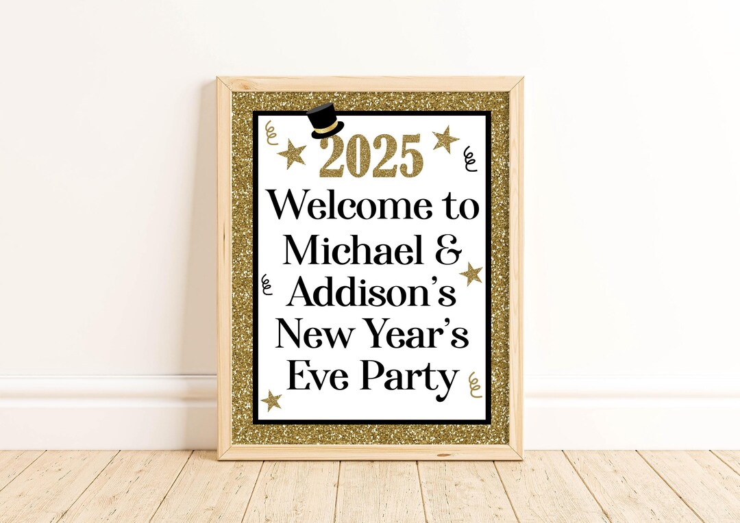 Editable Welcome Sign, New Year's Eve Party, 2025 Party Decor, Door ...