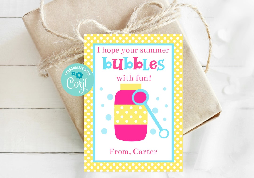 Editable Summer Tag, I Hope Your Summer Bubbles With Fun, End of Year ...