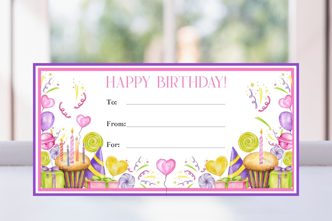 Printable Birthday Gift Certificate Voucher Template, Editable Birthday ...