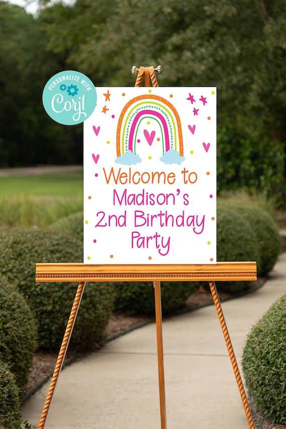 Editable Boho Rainbow Welcome Sign, Printable Sign, Corjl, Instant ...