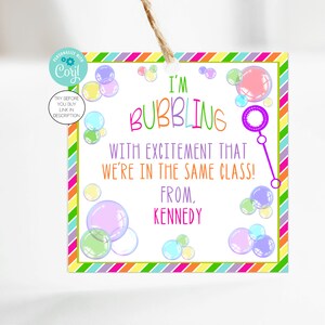 Printable Back to School Gift I'm Bubbling With Excitement 1st Day of ...