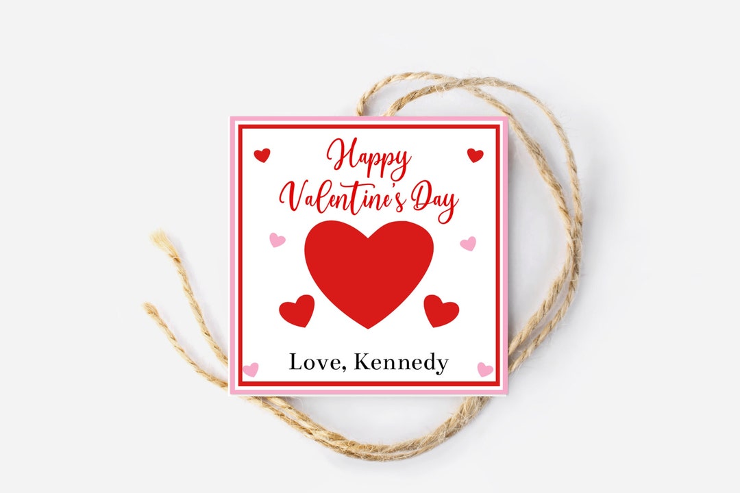 Printable Heart Valentine Tag, Editable Text 2.5 Inches Square Tag ...