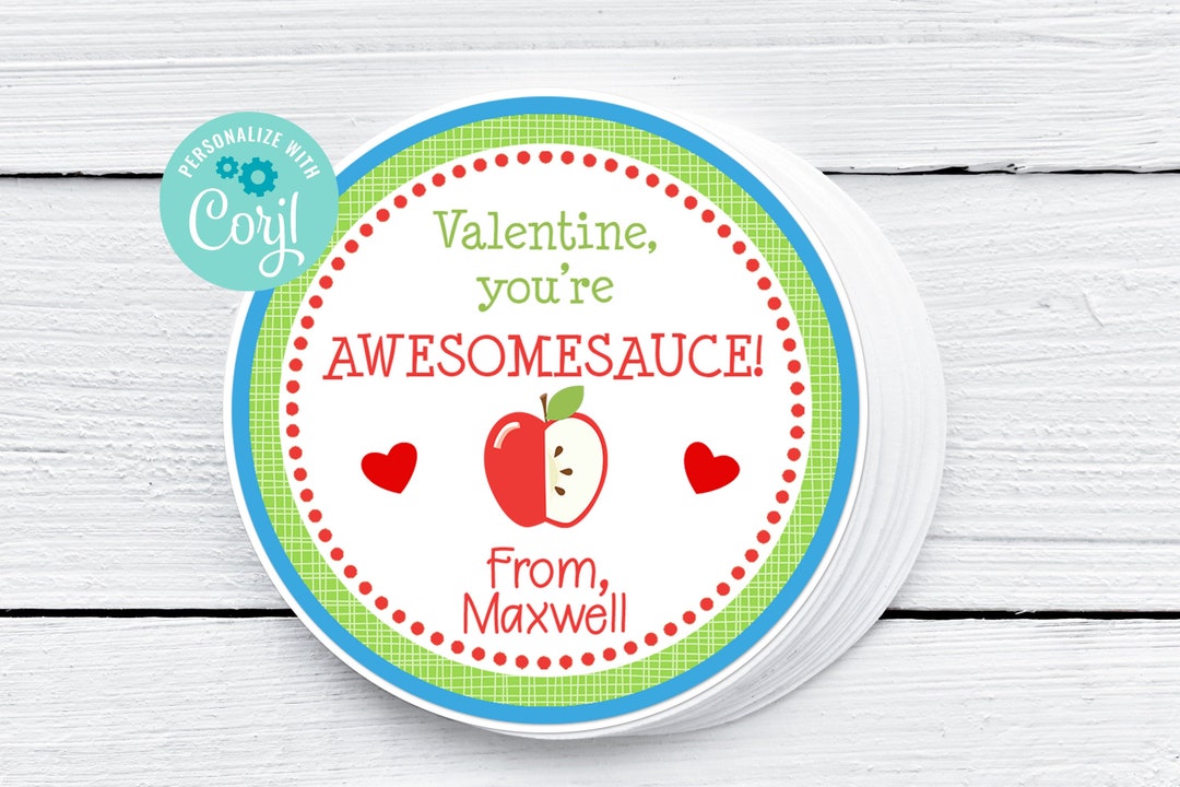 Editable You're Awesomesauce, Printable Valentines, Valentine's Day Tag ...