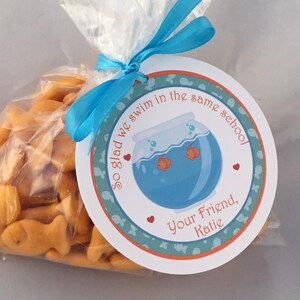 Goldfish Valentine, Swim in the Same School, Fish Valentine's Tag ...