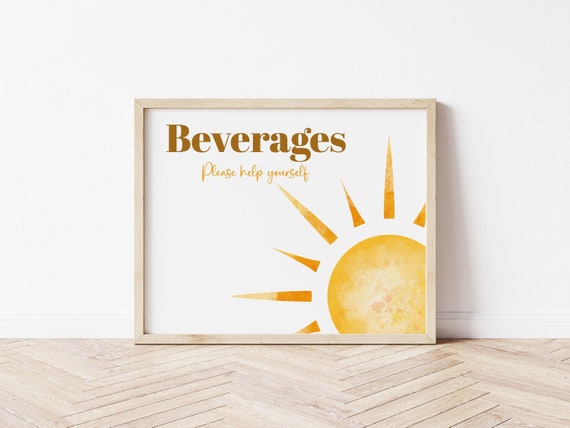 Our Little Sunshine Beverage Sign Sunshine Party 1st Birthday Sunshine ...