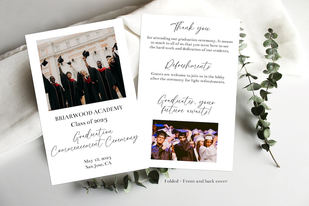 Editable Graduation Folded Program Template, Printable Commencement ...