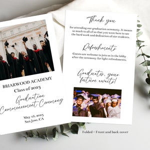 Editable Graduation Folded Program Template, Printable Commencement ...
