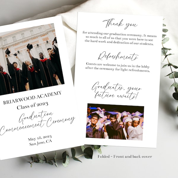 Programs School Graduation Template - Etsy